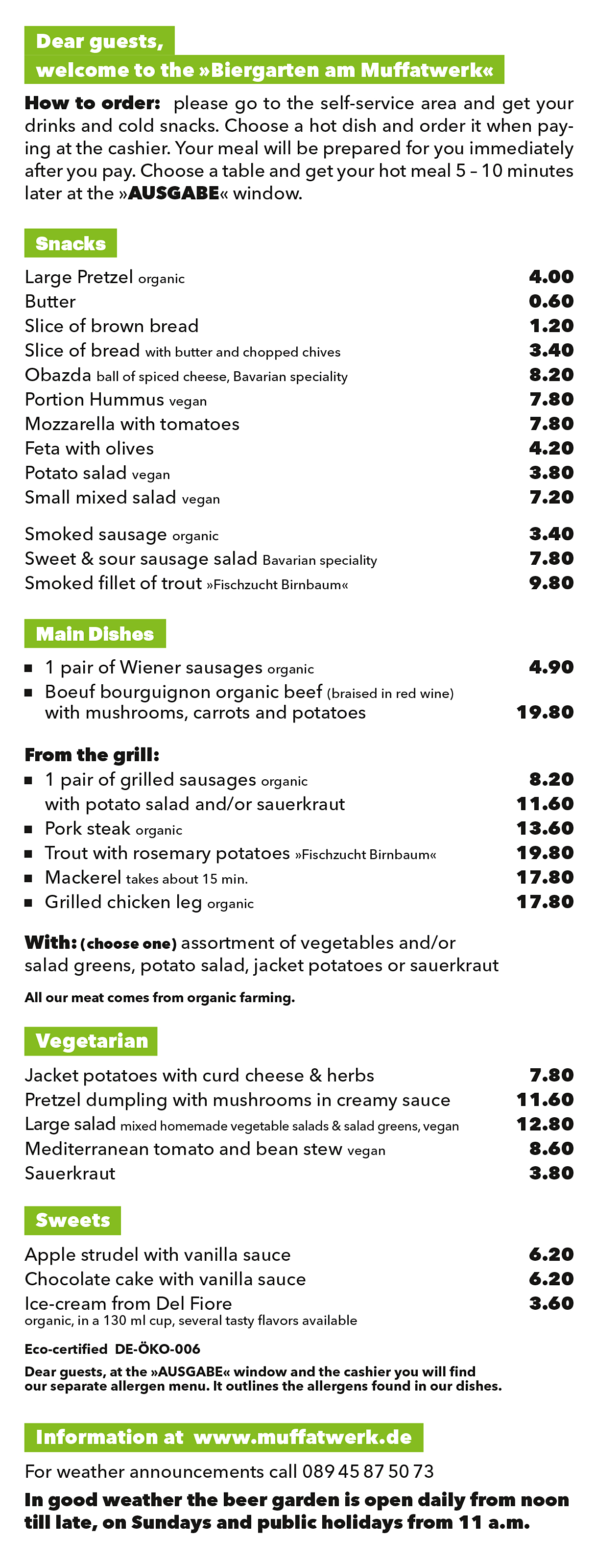 Muffatwerk | Biergarten Menu